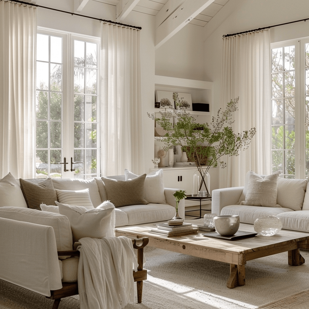 Breezy Meadow Beige Linen Sheer Custom Curtains For Living Room ...