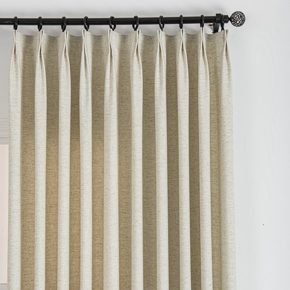 Thalia Textured Linen Pinch Pleat Curtains | Custom Living Room ...