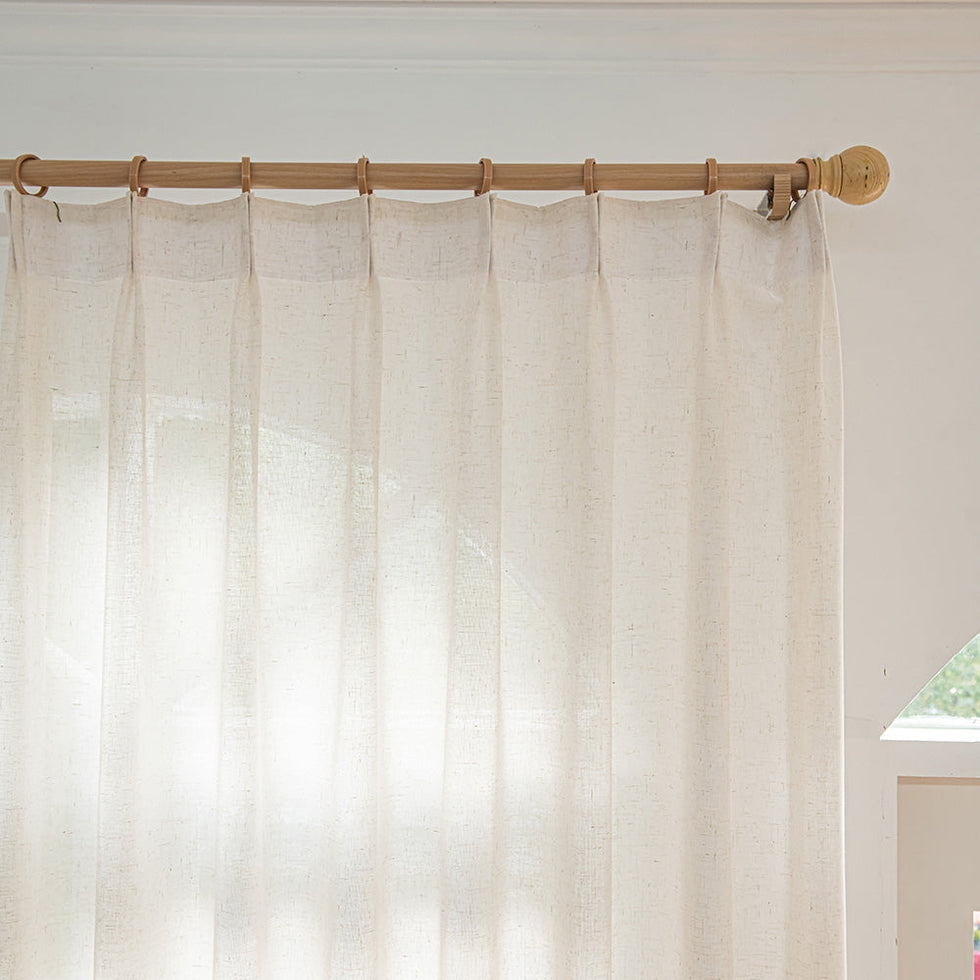 Breezy Beige Linen Sheer Bathroom Pleat Custom Curtains – ixacurtains