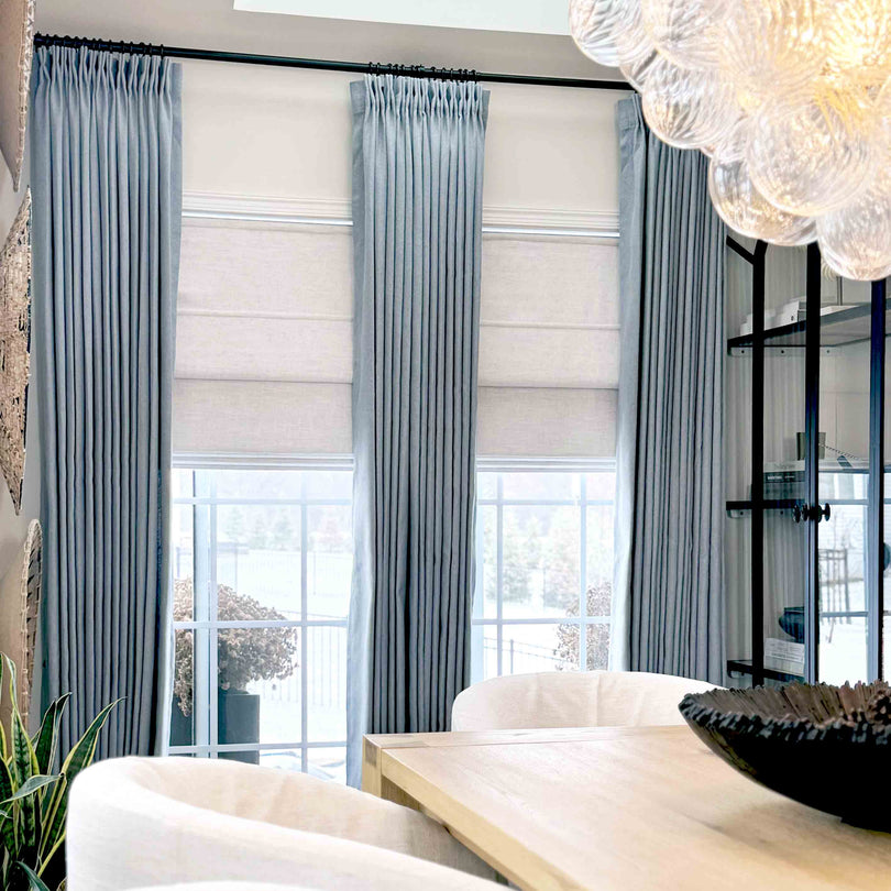 Tuscany Woven Faux Linen Pinch Pleat Curtains | Custom Living Room ...